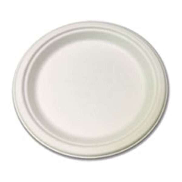 Biodegradable Round White Plates, Pack of 50 - Leakproof Disposable Plates