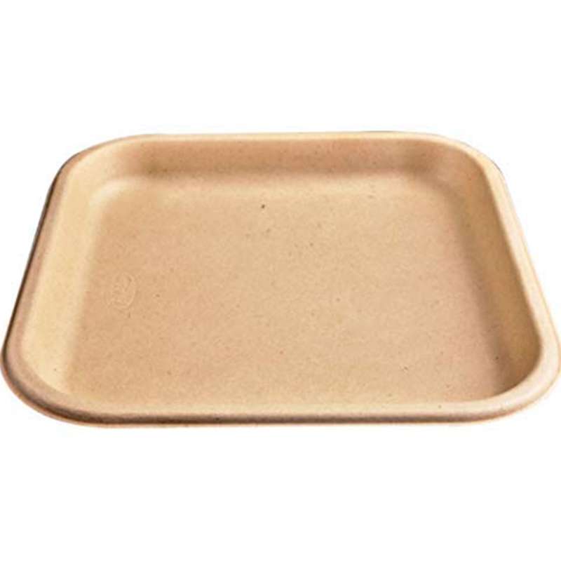 Biodegradable Square Plates, Brown - Leakproof Disposable Compartment Plate