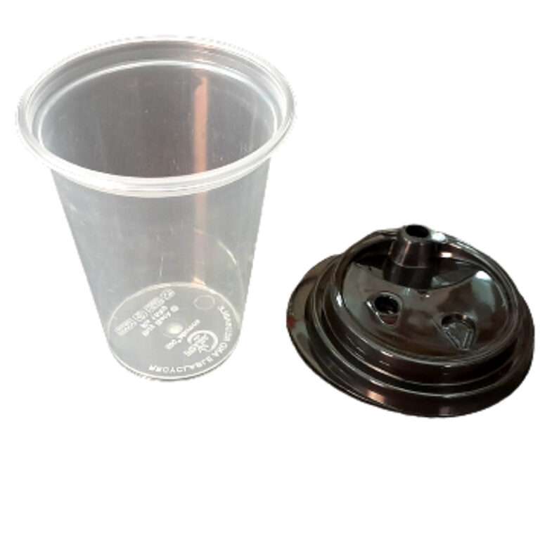 Transparent Plain 350ML Reusable Plastic Glass With Shipper Lids