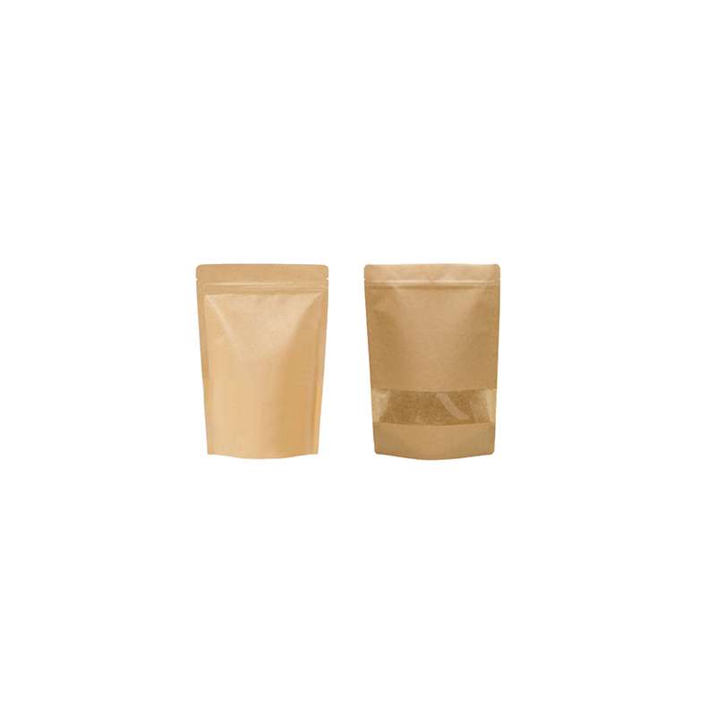 Brown Stand Up Pouch with Window with Ziplock | Pack of 25