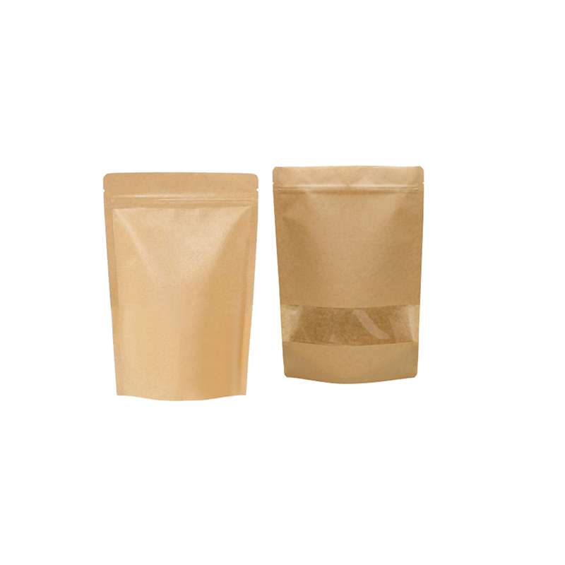 Brown Stand Up Pouch with Window with Ziplock | Pack of 25